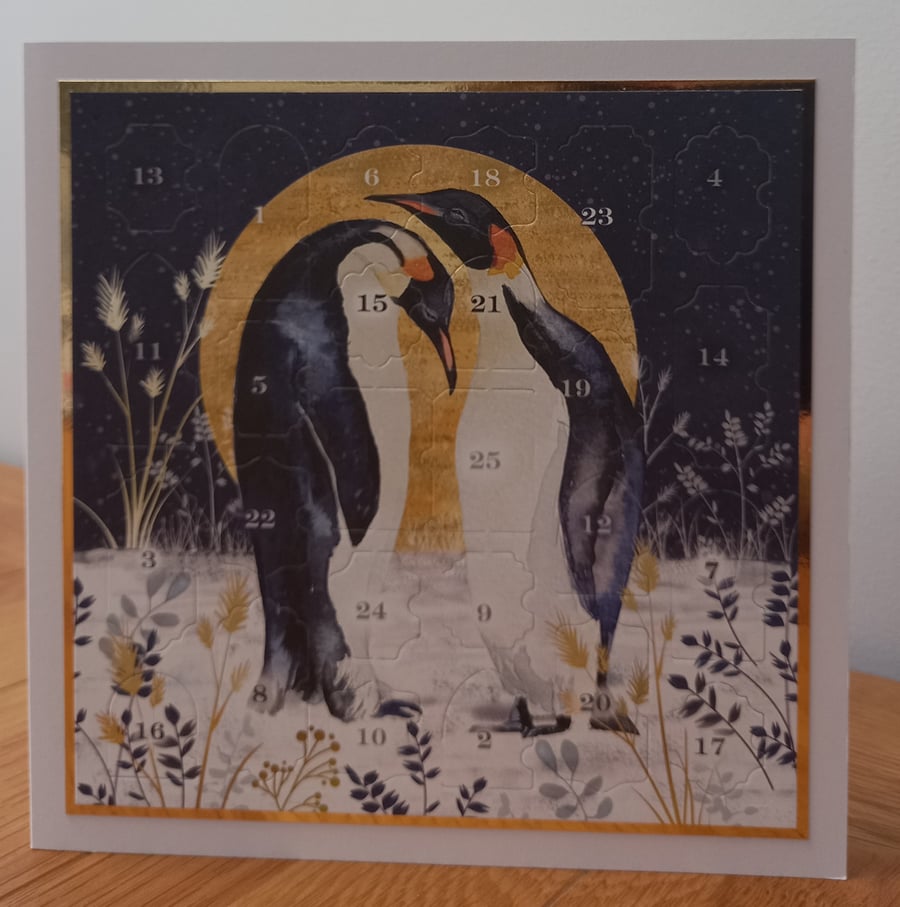 Advent Calendar Style Christmas Card - Penguins - Folksy