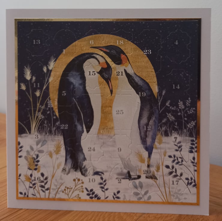Advent Calendar Style Christmas Card - Penguins - Folksy