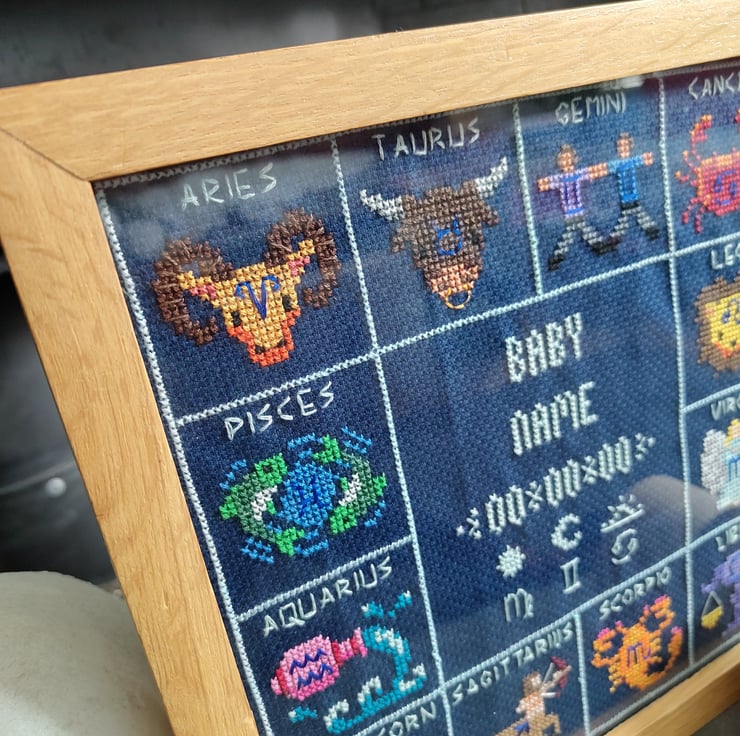 My First Zodiac Baby Birth Chart - Cross Stitch... - Folksy