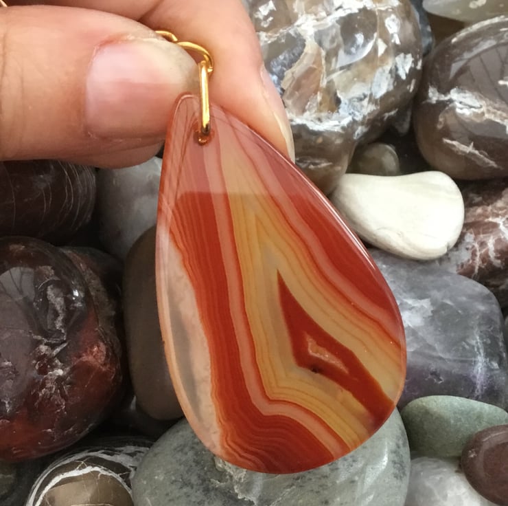 Flame! Lovely Orange and Yellow Banded Agate G... - Folksy