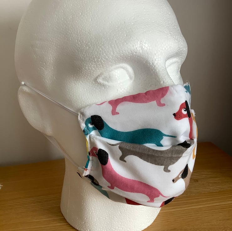 Sausage dog Cotton Face mask, Reusable face mas... - Folksy