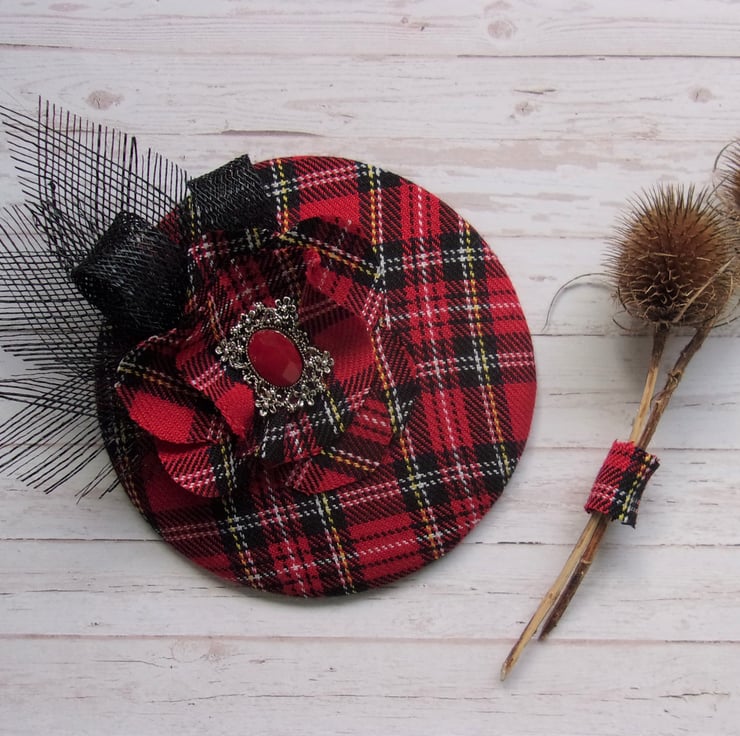 Royal Stewart Red Tartan Cocktail Fascinator Hat - Folksy