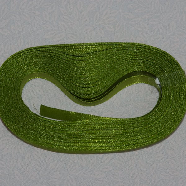 Ribbon 25yards of green polyester satin ribbon - Folksy