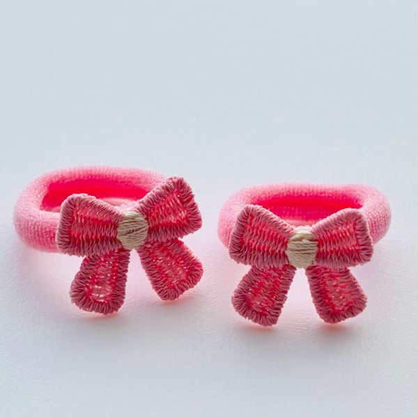 Mini Pink Bow Hair bobbles - Folksy