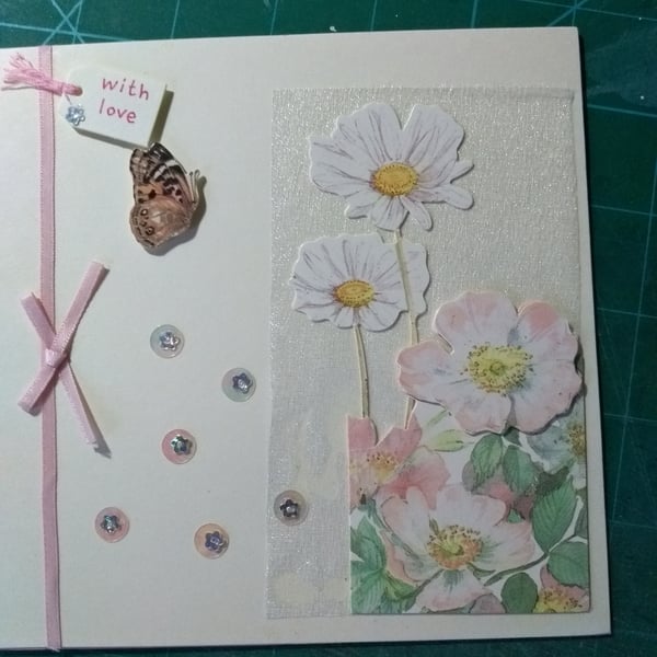 Daisy decoupage birthday card - Folksy