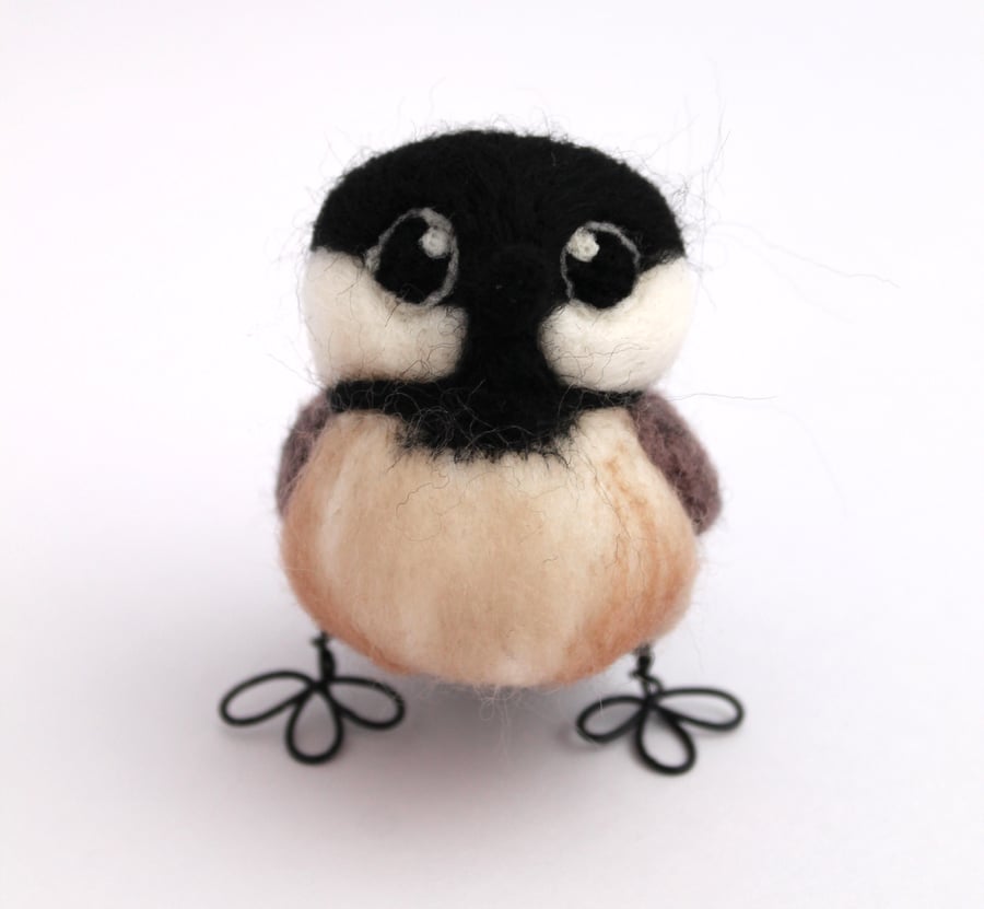 Needle Felted Bird Black Capped Chickadee - Folksy