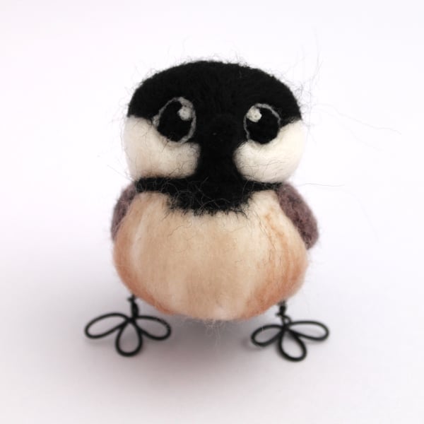 Needle Felted Bird Black Capped Chickadee - Folksy