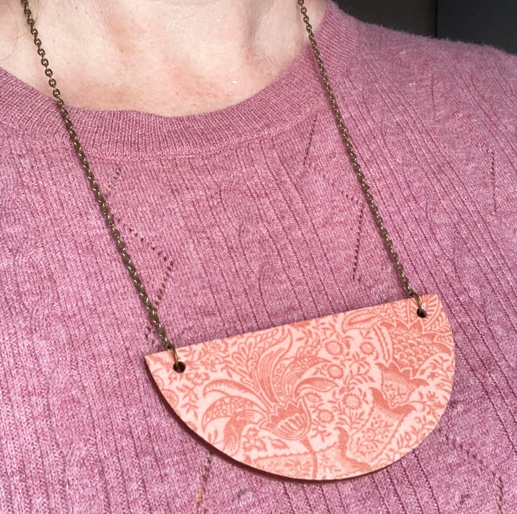 Pink Indian pattern statement semi-circular nec... - Folksy