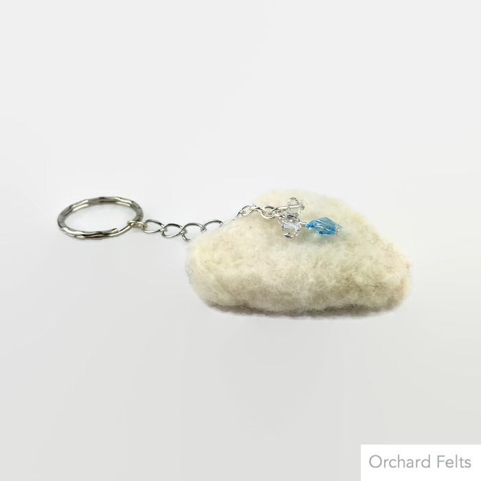 Keyring with white needle felted heart embellis... - Folksy