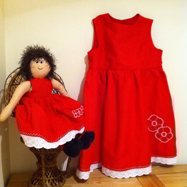 Poppy Dress and rag doll - Folksy