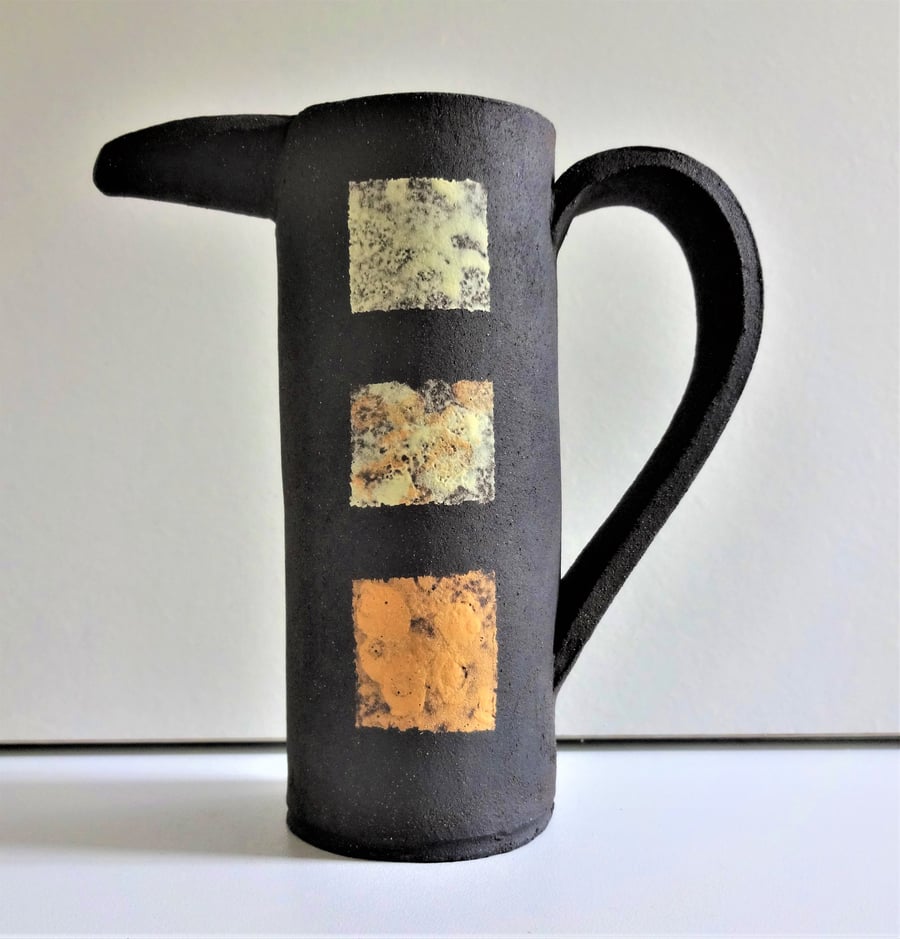 Colourful jug vase, abstract design, warm orang... - Folksy