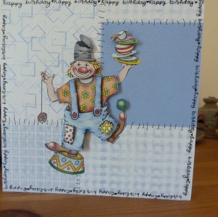 Fun Boys Clown Birthday Card - Folksy