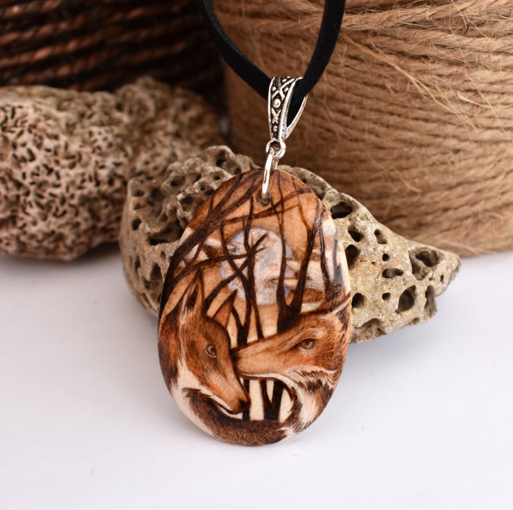 The fox couple, wooden pyrography British wildl... - Folksy