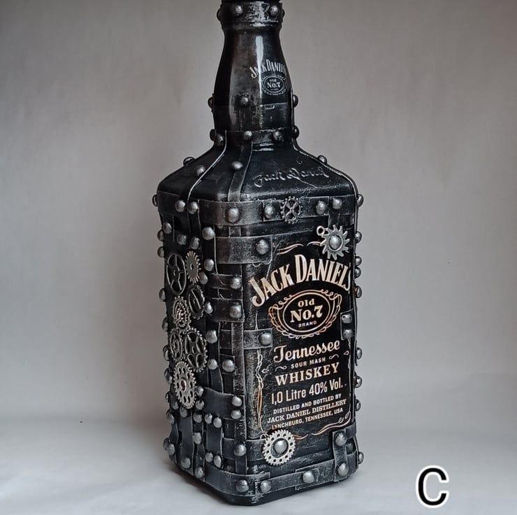 Jack Daniels Steampunk Bottle 1L Silver Pewter - Folksy