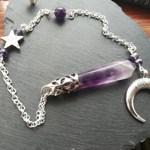 Amethyst crystal pendulum, witchcraft Dowsing T... - Folksy