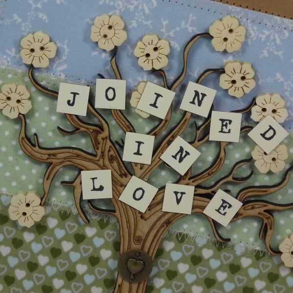 Joined In Love Wedding Day Fabric card - Folksy