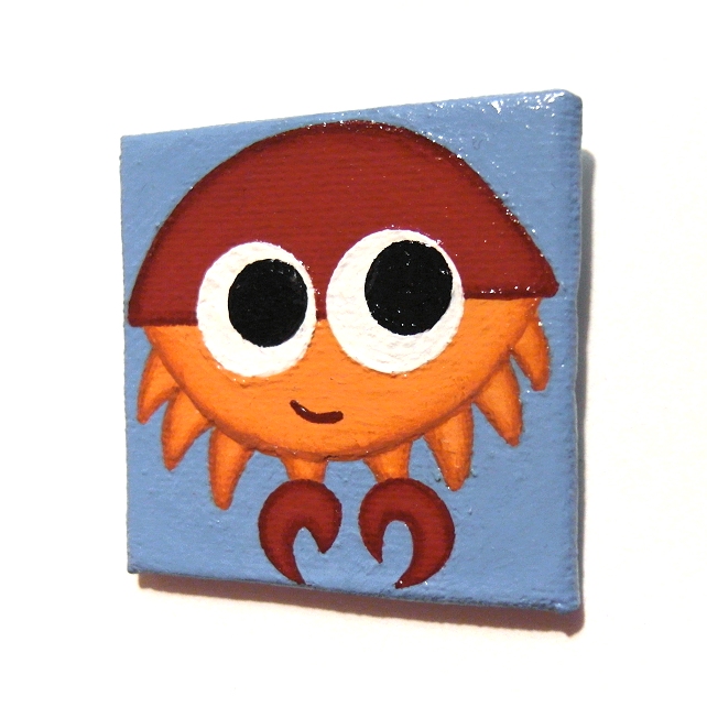 Sold Handpainted Cartoon Crab Fridge Magnet - Folksy
