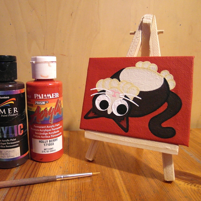 Sold Black and White Cat Mini Art - Folksy