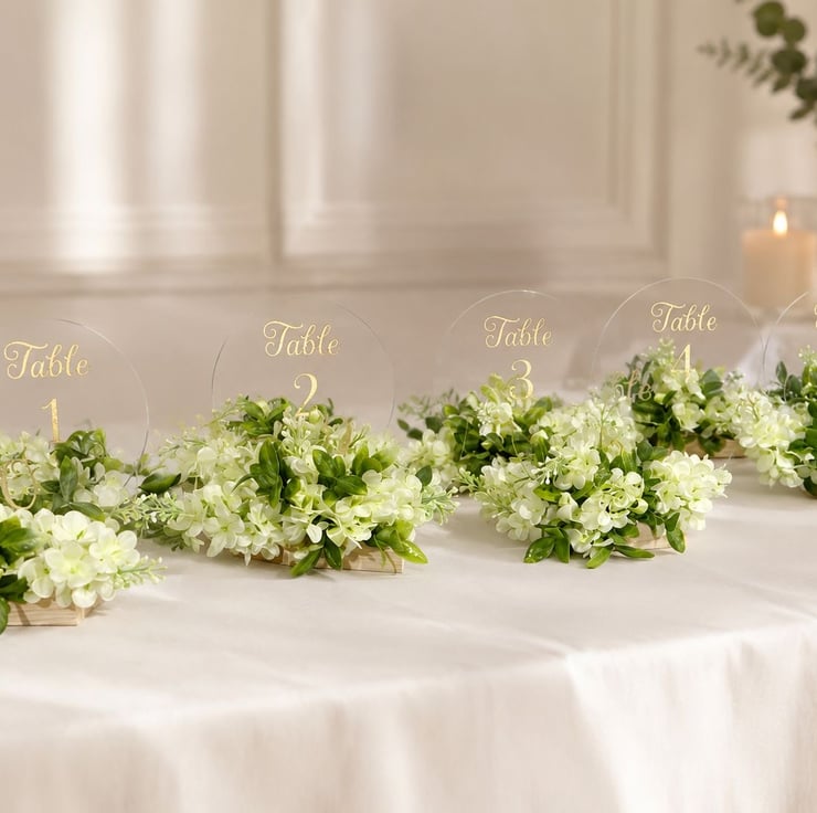 Wedding table numbers with artificial flowers d... - Folksy