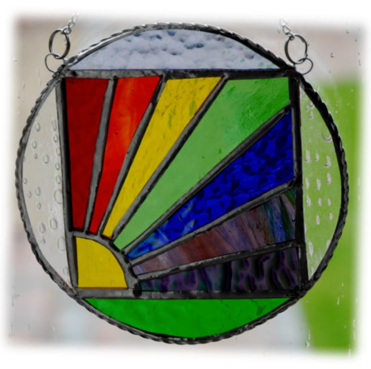 Rainbow Weather Suncatcher Stained Glass Handma... - Folksy