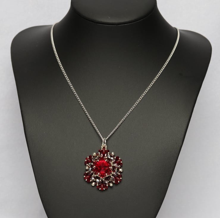 Sparkly Red and Silver Ceres Pendant - Folksy