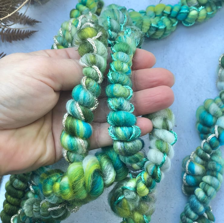 Green Art Yarn. Chunky Handspun Yarn for weavin... - Folksy