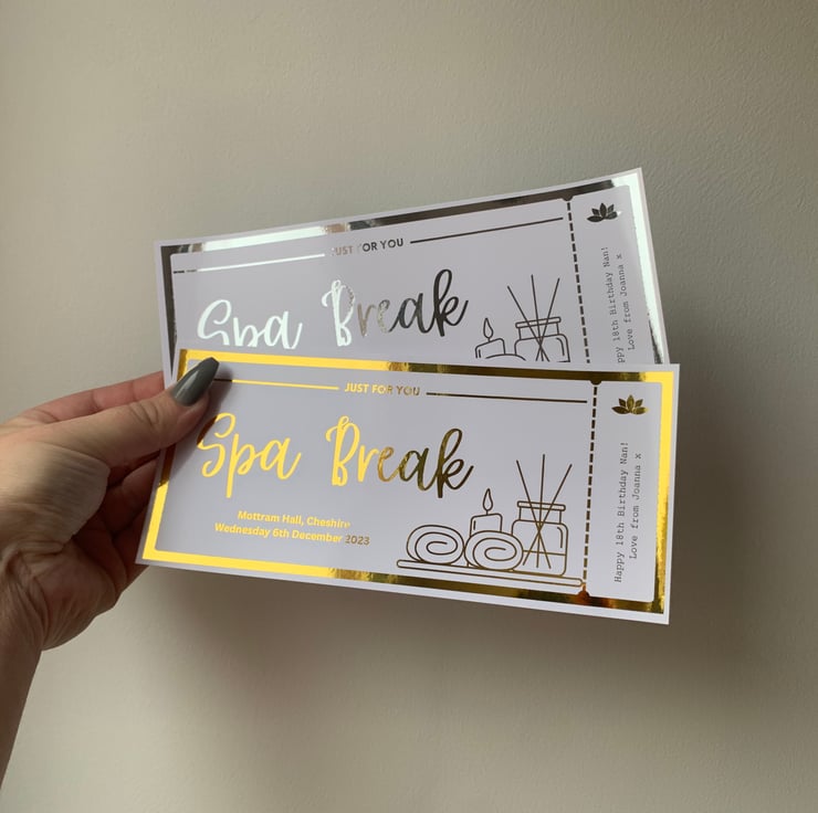 Spa Day Break Voucher, Any Personalised Foil Gi... - Folksy
