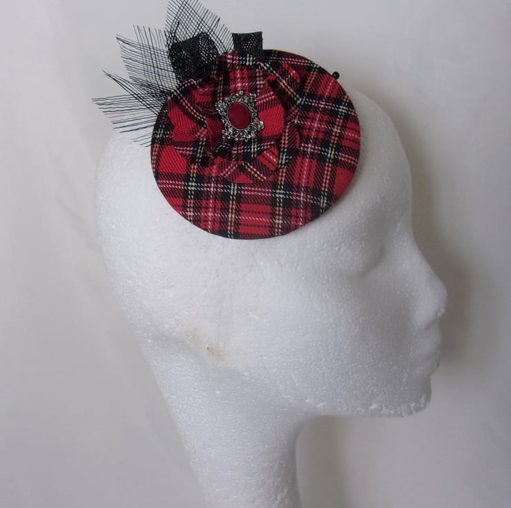 Royal Stewart Red Tartan Cocktail Fascinator Hat - Folksy