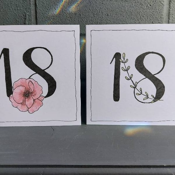 Milestone Birthday Card - Hand-drawn Floral or ... - Folksy
