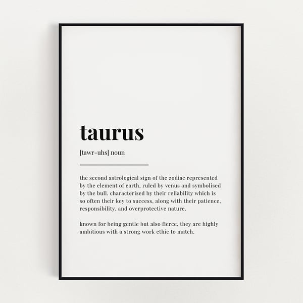 TAURUS DEFINITION PRINT, Astrology Gift, Gift F... - Folksy