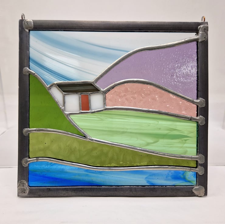 Stained glass Scottish mountain bothy landscape... - Folksy