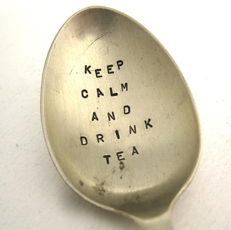 Keep calm spoon set, 4 mismatched handstamped 1... - Folksy