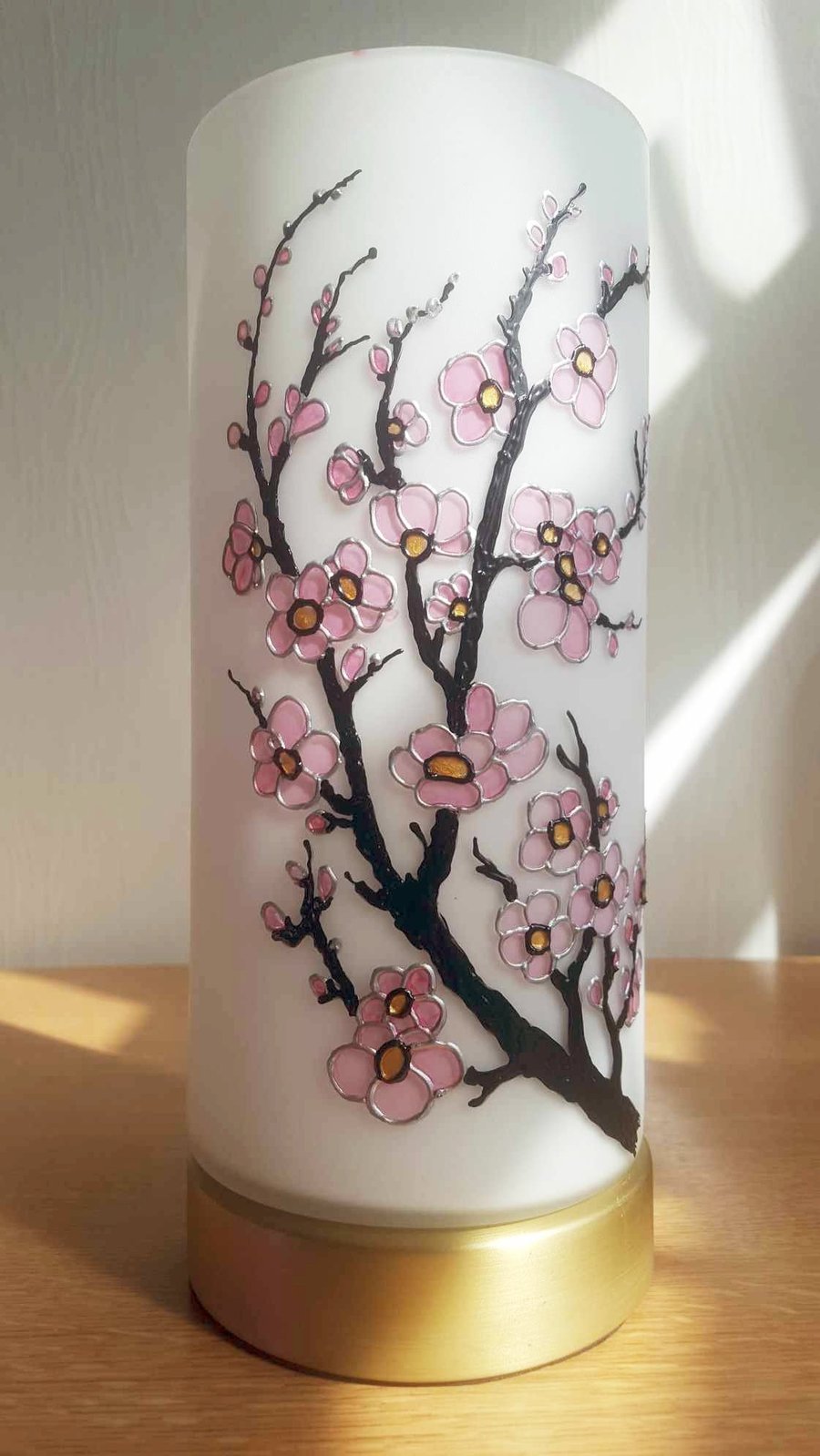 Sakura cherry hand painted floral frosted glass... - Folksy