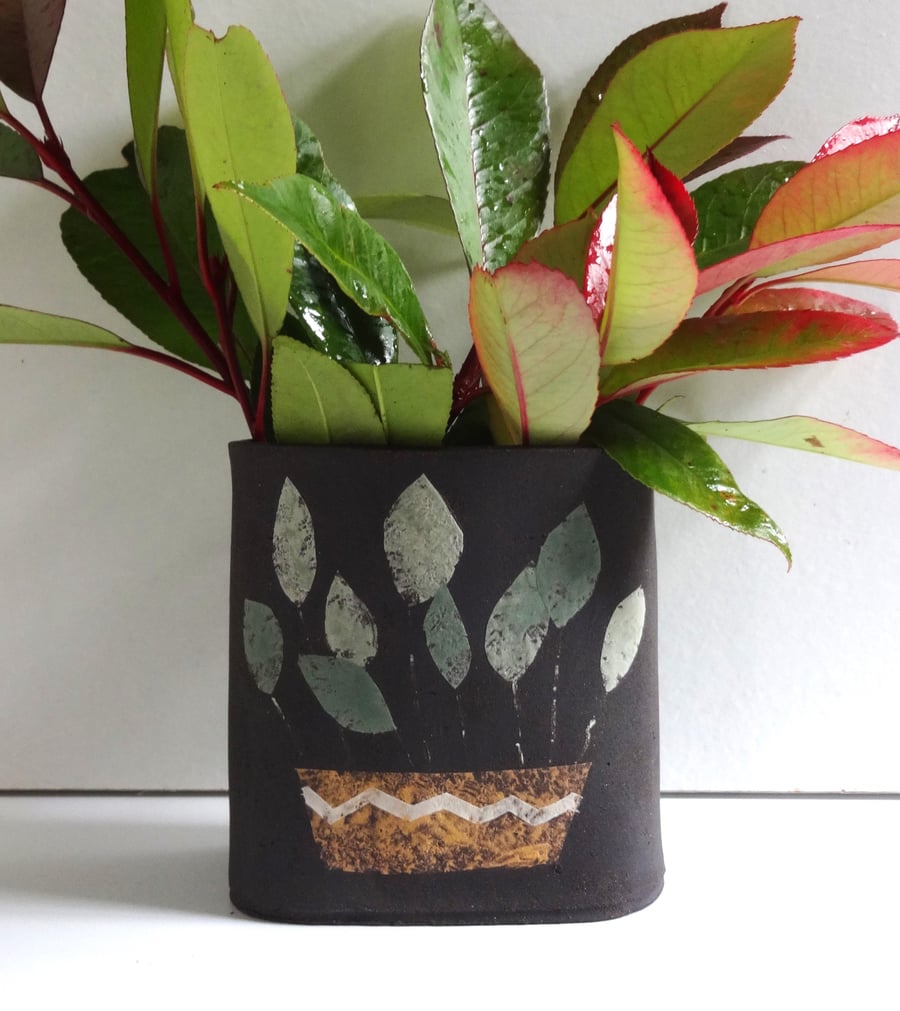 Bright modern leaf design vase, handmade origin... - Folksy
