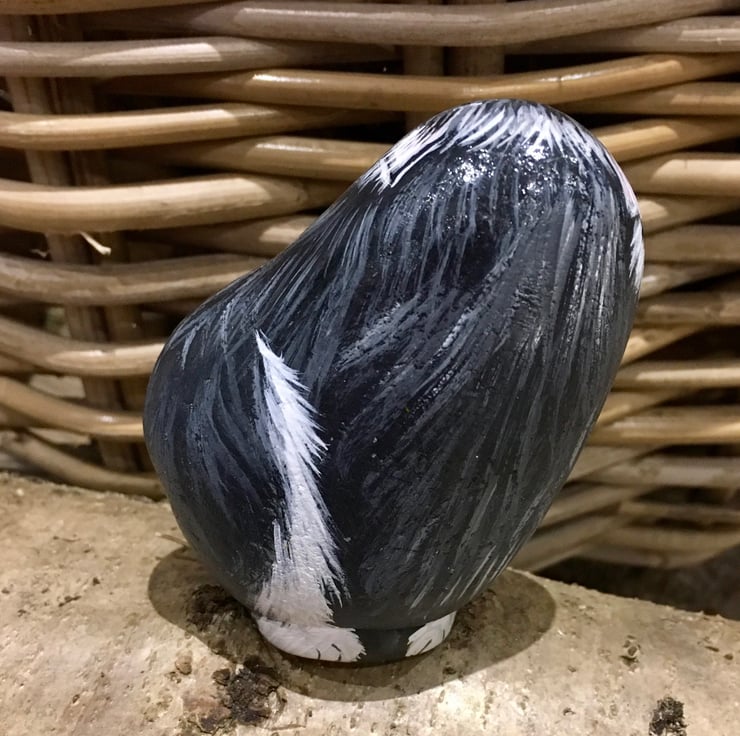 Cat painted pebble garden rock art pet stone po... - Folksy