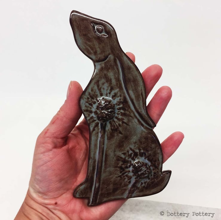 Ceramic Moon Gazing Hare Pottery Hare decoratio... - Folksy
