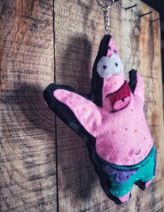 Handmade Felt Patrick Star Plush Keyring – Spon... - Folksy