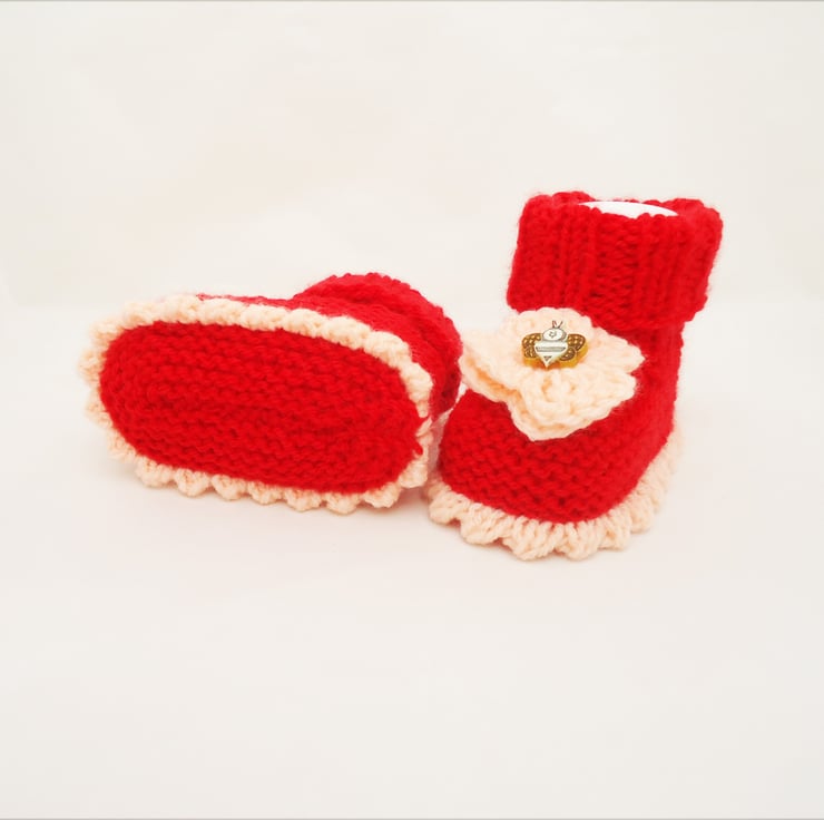 Baby Booties, Cute Baby Booties in Red, Red Bab... - Folksy