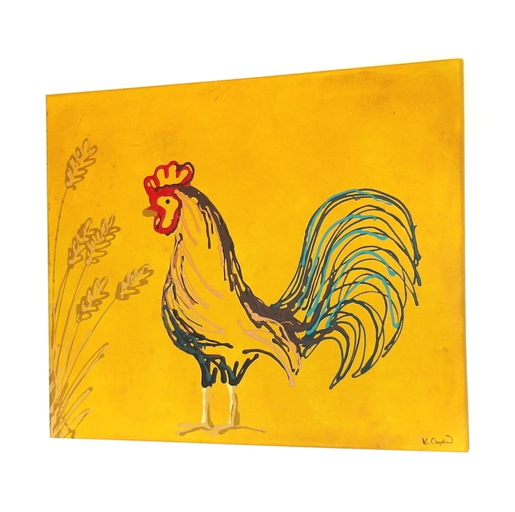 Rooster Drip Painting - large original acrylic ... - Folksy