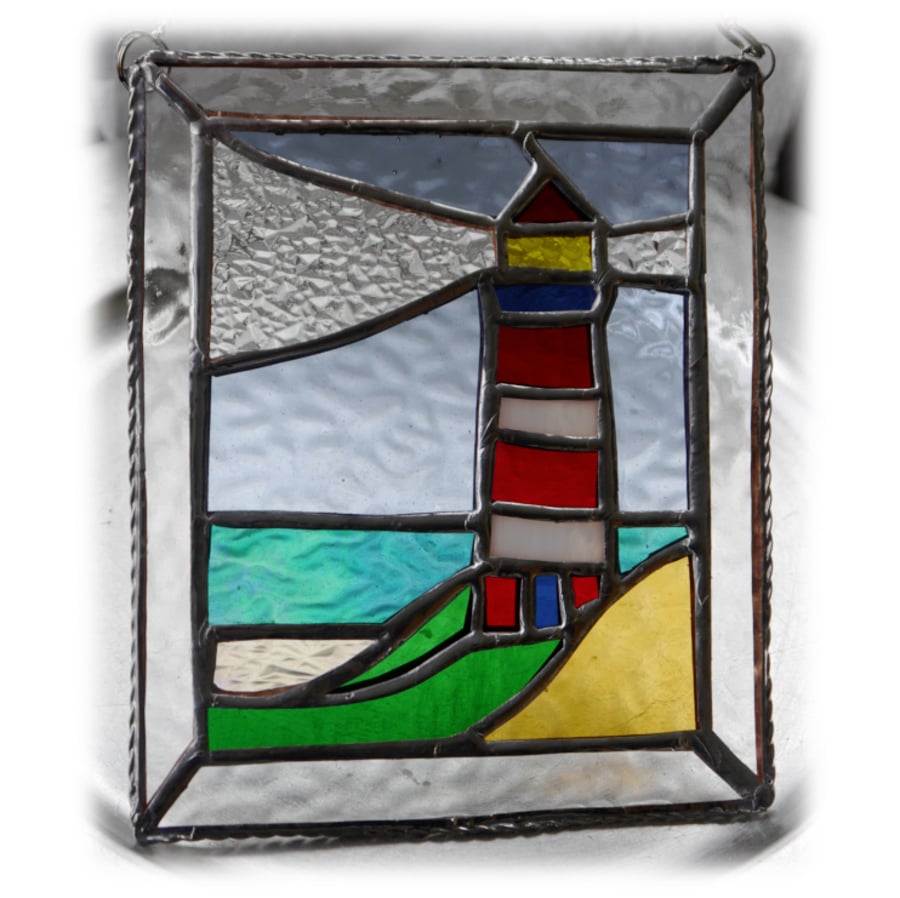 Lighthouse Suncatcher Stained Glass Picture Han... - Folksy