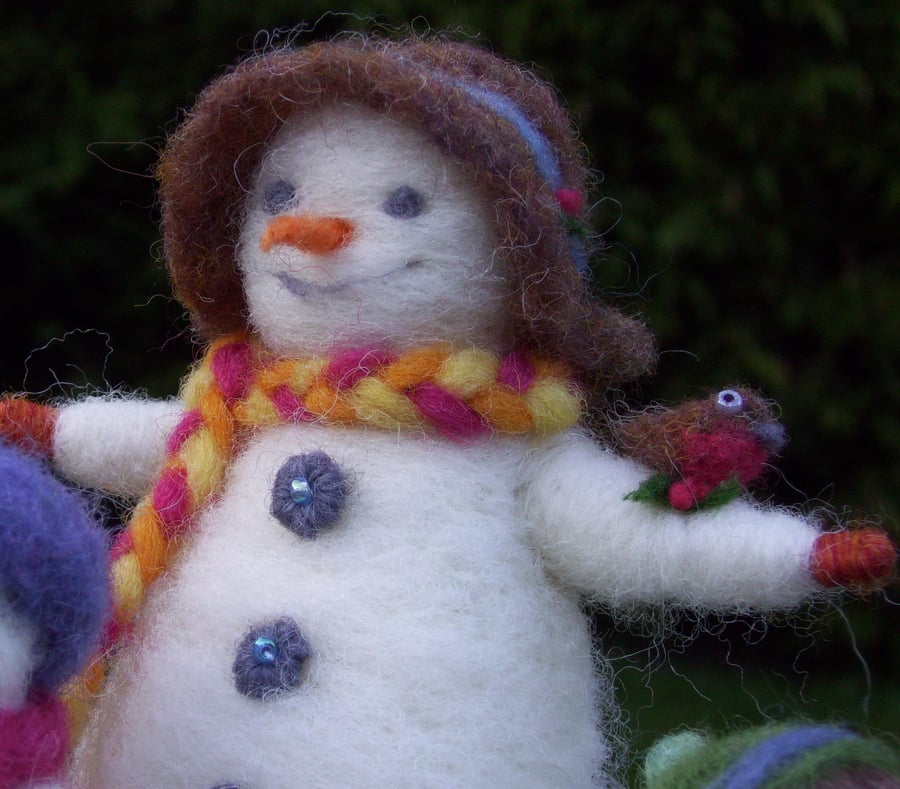 Winter Snowman Set - Needle Felted Christmas Gift - Folksy