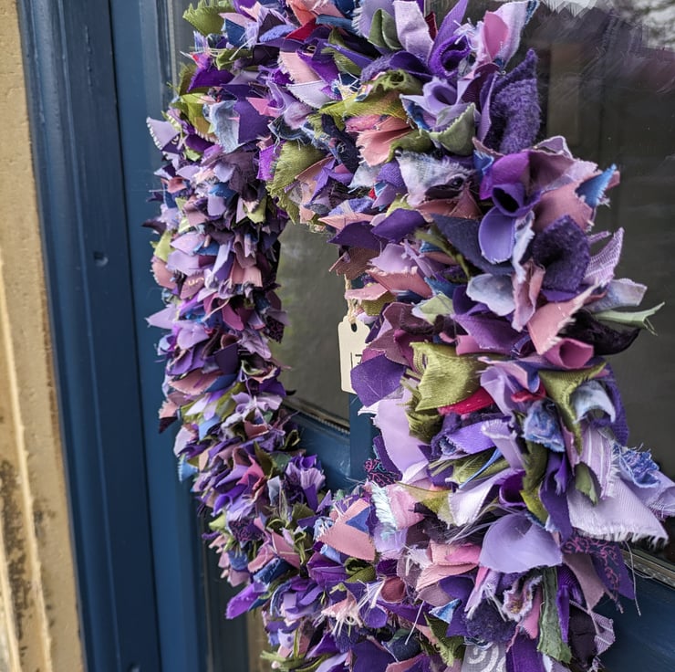 Handmade Upcycled eco Wreath lavender colours r... - Folksy