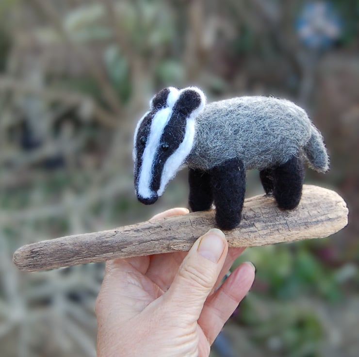 Needle felt Badger. Textile art sculpture - Folksy
