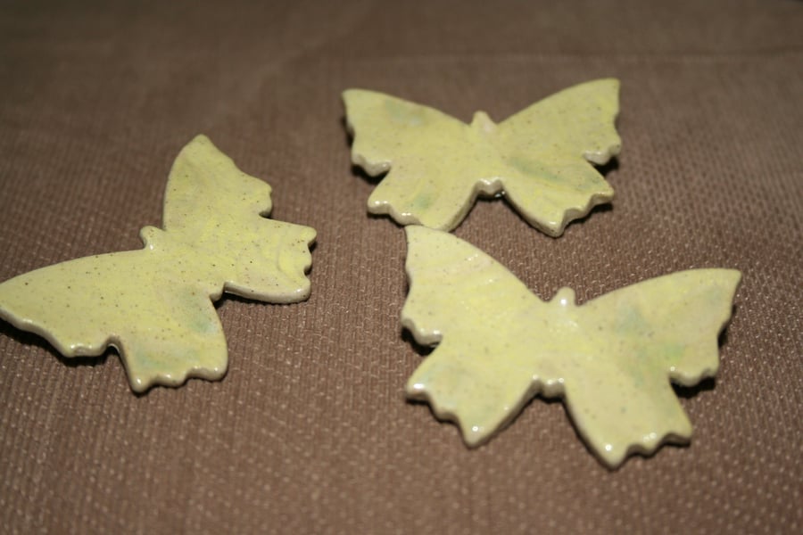 Handmade Yellow Butterfly ceramic brooch - Folksy