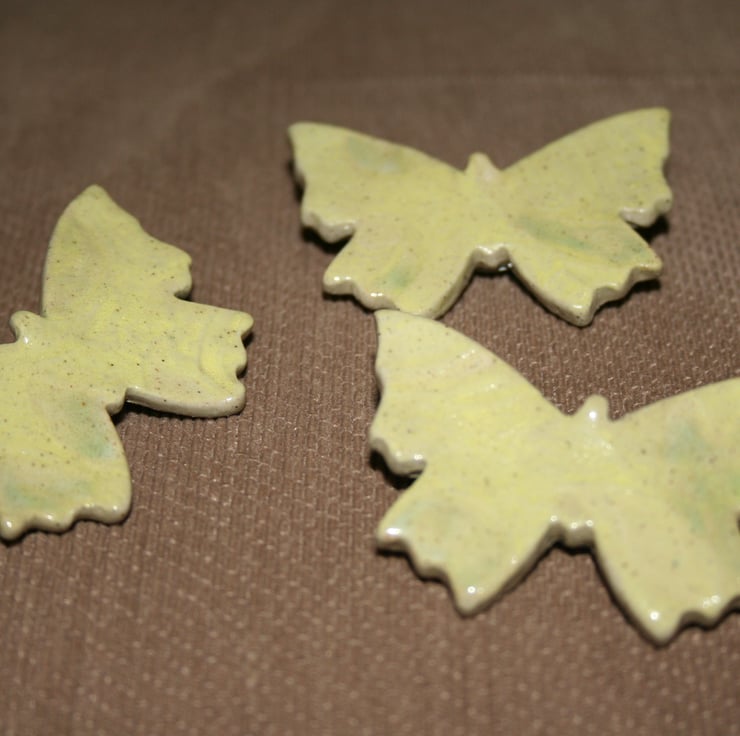 Handmade Yellow Butterfly ceramic brooch - Folksy