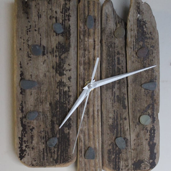 Driftwood & Beach Pebble wall clock - Folksy