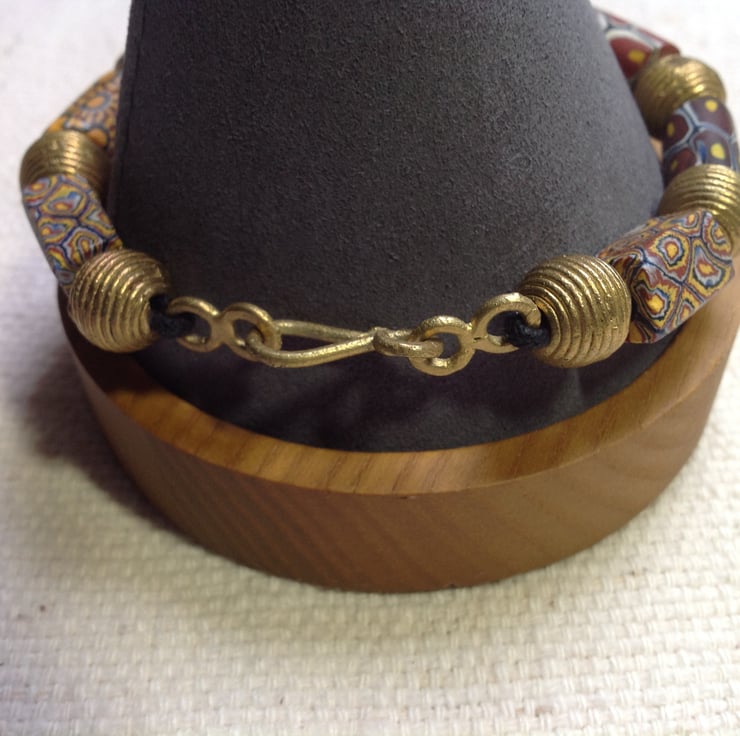 Unusual man's bead bracelet with new brass and ... - Folksy