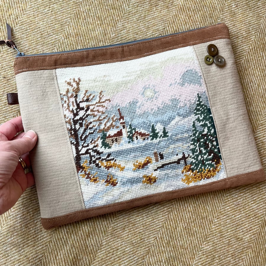 Repurposed tapestry large soft pouch - Folksy