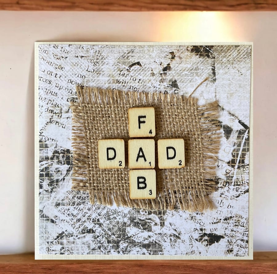 Fab Dad Birthday Card. Wooden letter tile Birth... - Folksy