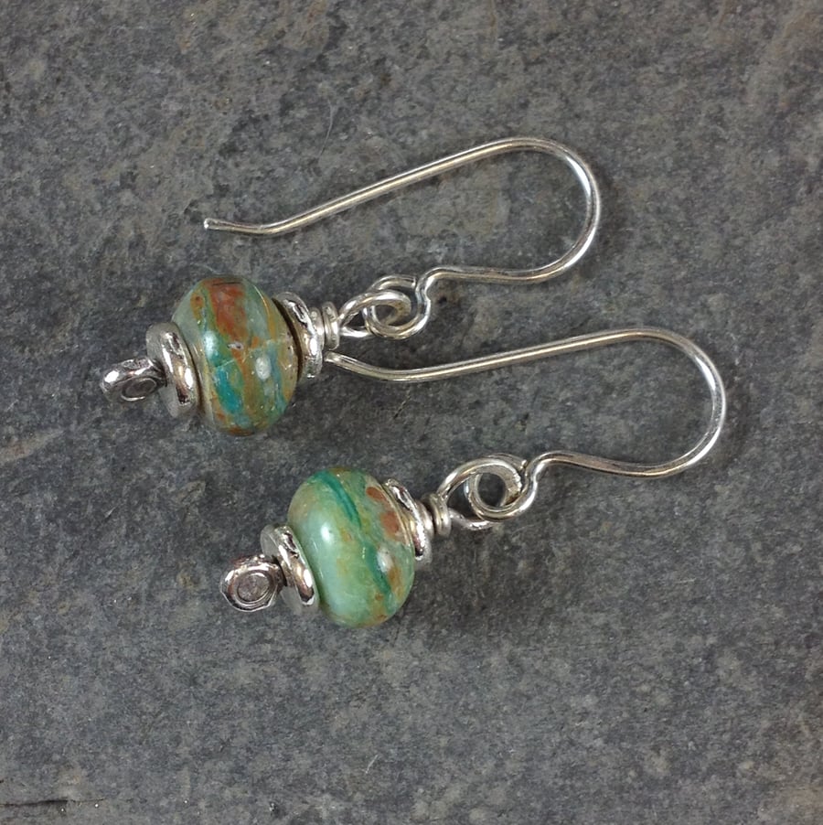 Peruvian opal sterling silver earrings - Folksy